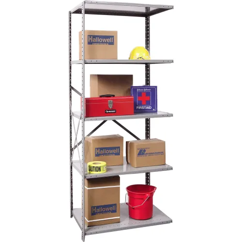 Hallowell Hi-Tech Open Style Metal Shelving, Sway Braces, 5 Shelves, 48 ...