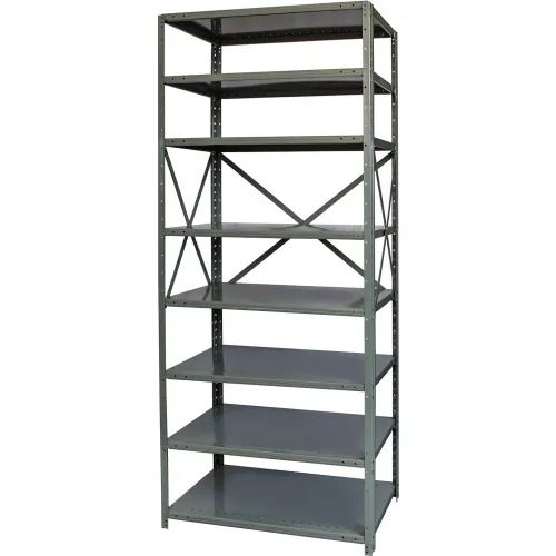 Hallowell Hi-Tech Open Stand Alone Shelving, 8 Shelves, 350 lb. Cap, 48 ...