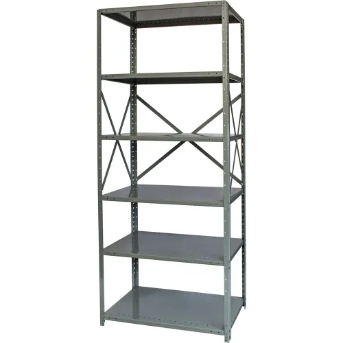 Hallowell Hi-Tech Stand Alone Shelving, Sway Braces, 6 Adj. Shelves, 36 ...