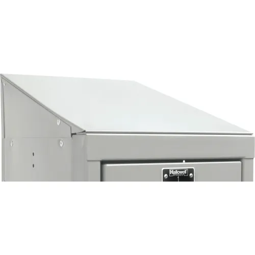 Hallowell® Individual Slope Top For Locker, 12"W x 15"D x 5"H, Light Gray