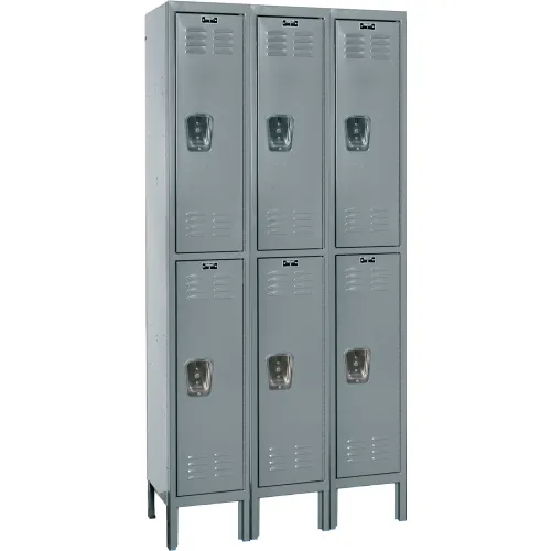 Hallowell® 2-Tier 6 Door Premium Locker, 45"W x 24"D x 78"H, Dark Gray ...