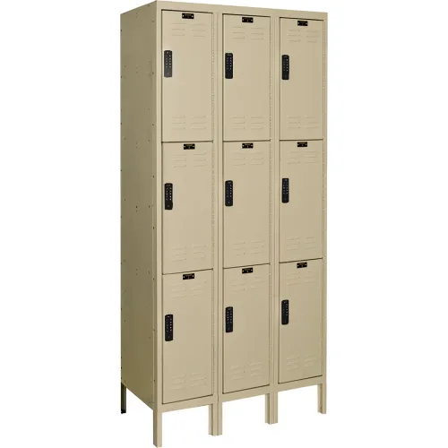 Hallowell® DigiTech 3-Tier 9 Door Electronic Access Locker, 36"W x 12"D ...