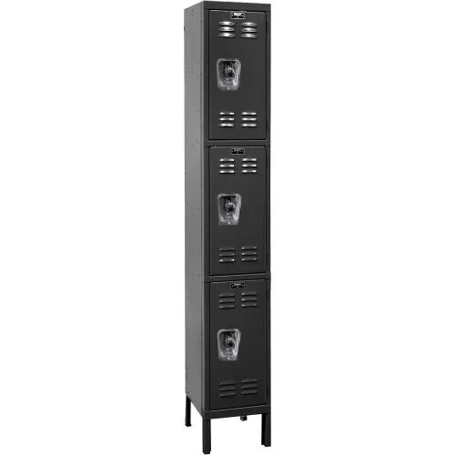 Hallowell® Ready-Built 3-Tier 3 Door Locker, 12"W x 12"D x 78"H, Black ...