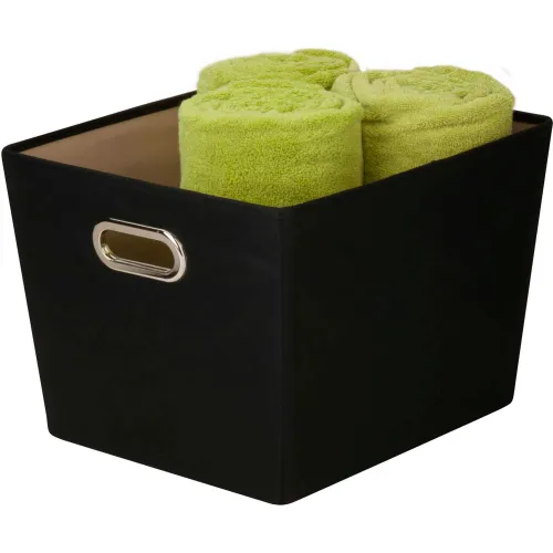 Medium Decorative Storage Bin With Handles, Black - Pkg Qty 2