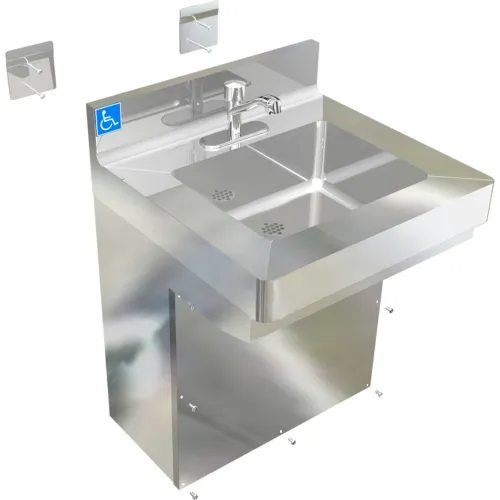 BSM Inc. ADA SS Hand Sink, 1 Station with Metering Faucet, Wall Mount ...