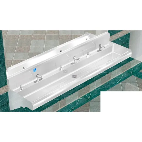 BSM Inc. Elite ADA SS Sink, 3 Station with Metering Faucet, Wall Mount ...