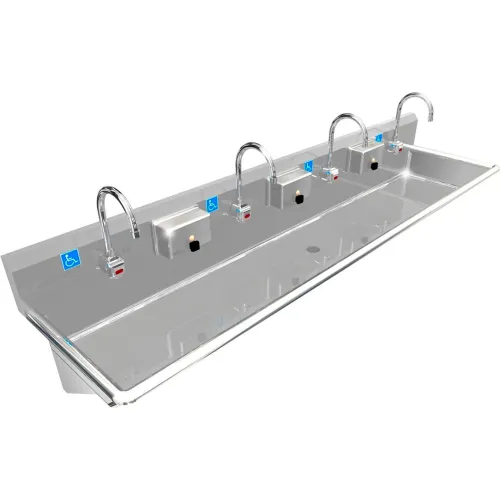 BSM Inc. ADA SS Sink, 4 Station with Electronic Faucet, Wall Mount, 80 ...