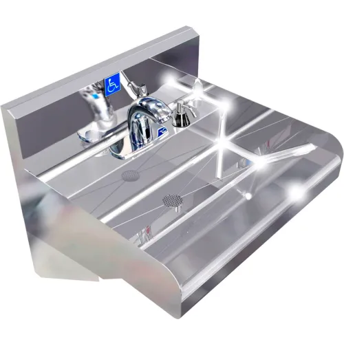 BSM Inc. Elite ADA SS Sink, 1 Station w/ Deck Electronic Faucet, Wall ...