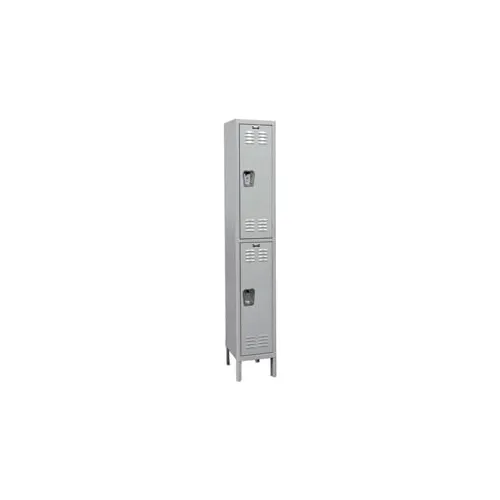 Hallowell® 2-Tier 2 Door Antimicrobial Locker, 12"W x 18"D x 78"H, Light Gray, Unassembled