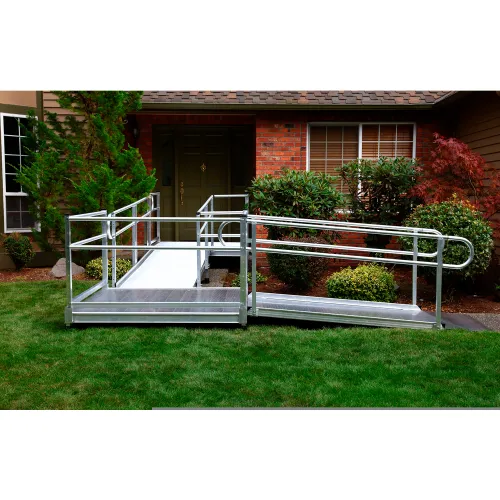 Ez-Access® Pathway® Wheelchair Ramp Kit, L Shaped, Aluminum, 5' Turn ...