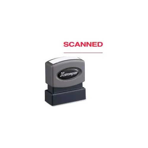 Xstamper® Pre-Inked Message Stamp, SCANNED, 1-5/8" x 1/2", Red