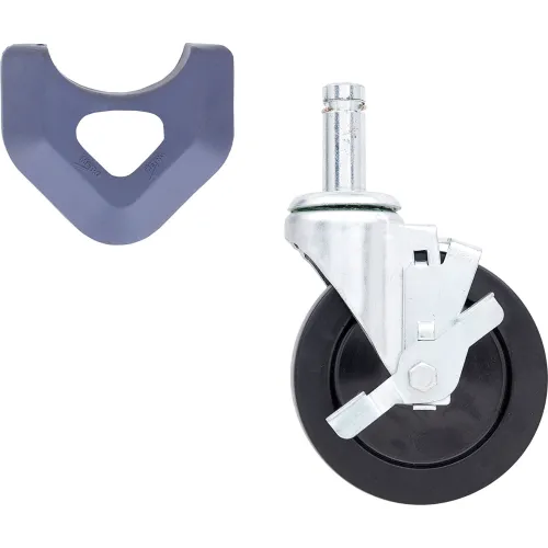MetroMax Resilient Rubber Swivel/Brake Stem Caster, 5" Dia., 200 lb ...