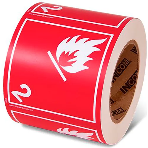 INCOM® TDG Labels, Flammable Gases, Class 2, Paper, 4"L x 4"W, Red ...