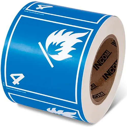 INCOM® TDG Labels, Water Reactive Substances, Class 4.3, Paper, 4"L x 4 ...