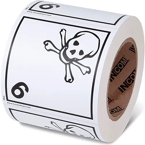 INCOM® TDG Labels, Toxic Substances, Class 6.1, Paper, 4"L x 4"W, White ...
