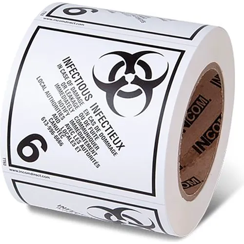 INCOM® TDG Labels, Infectious Substances, Class 6.2, Vinyl, 4"L x 4"W ...