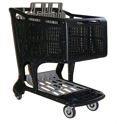 IPT™Inc EX11575 Large Plastic Shopping Cart, Black/Gray
