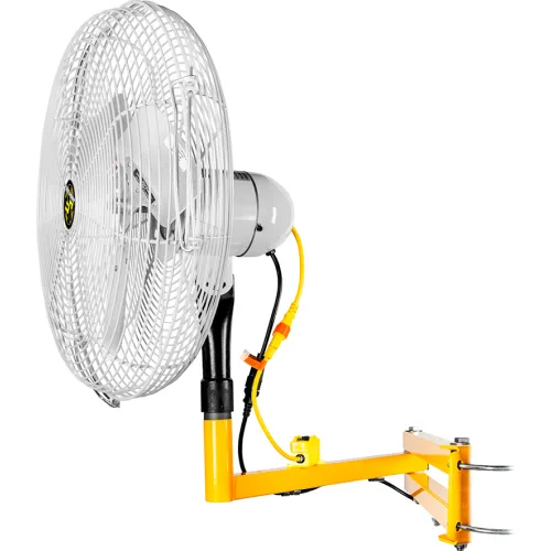 Jan Fan® 20" Drop Cord Switch Articulating Dock & Door Fan, 2 Speed, Silver