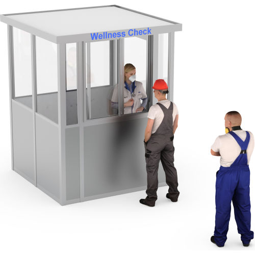 Global Industrial™ Wellness Check Booth, 6'x6' Satin Anodized Aluminum ...