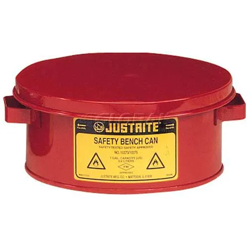 Justrite Bench Can, 1-Gallon, Red, 10375