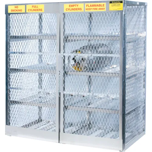 Justrite® Horizontal Cylinder Storage Cabinet, Single Door, 8 Cylinder ...