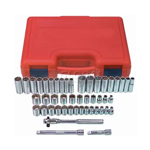 Chrome Socket Set, 3/8" Drive, 12 Point, 47 Piece