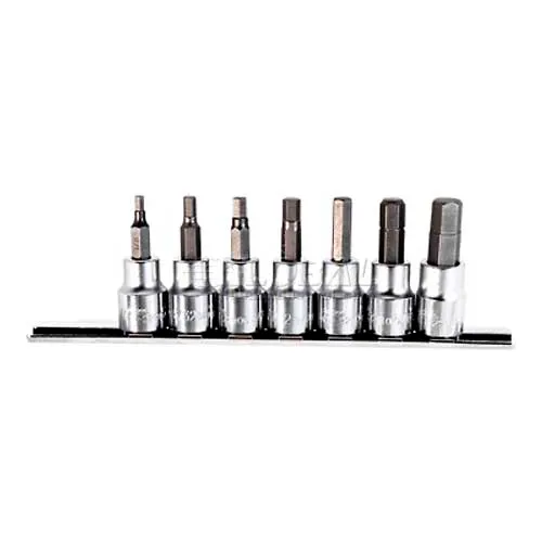 Hex Bit Set, Fractional, 3/8" Drive, 7 Pieces