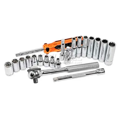 Metric Socket Set, 1/4" Drive, 6 Point, 21 Piece