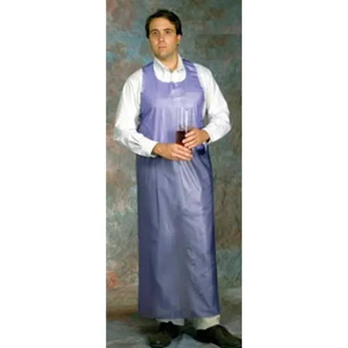6 Mil PVC Apron W/ Die Cut Edge, Blue, 35" x 45", 12/Bag