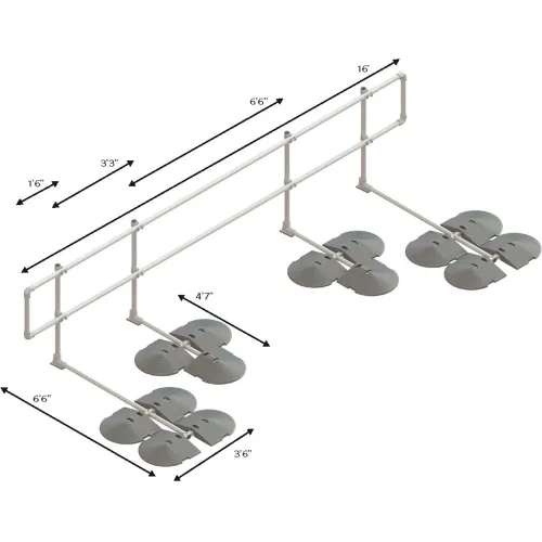 Kee Safety® Guard® Straight Railing Kit, 192"L x 42"H, Gray