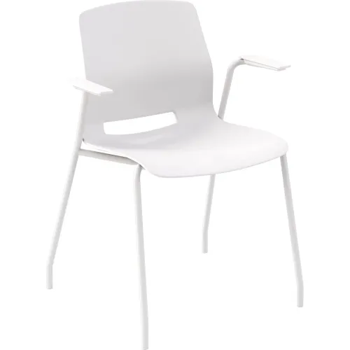 KFI Studios Imme Stacking Chair with Fixed Arms, Polypropylene, White Seat/Frame