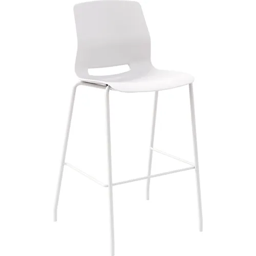 KFI Studios Imme Armless Stacking Bar Stool, Polypropylene, White Seat/Frame