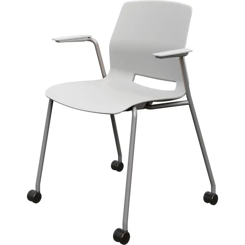 KFI Studios Imme Stacking Chair w/ Fixed Arms & Casters, Polypropylene ...