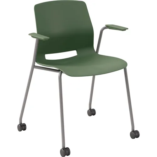 KFI Studios Imme Stacking Chair w/Fixed Arms & Casters, Polypropylene ...