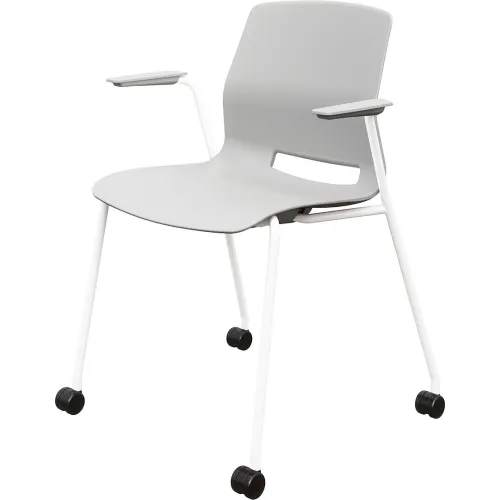 KFI Studios Imme Stacking Chair w/ Fixed Arms & Casters, Polypropylene ...