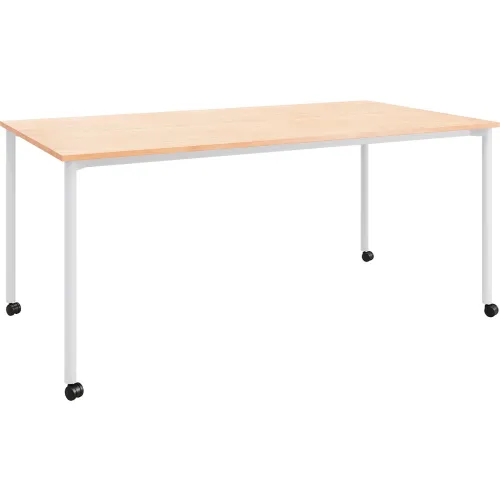 KFI Studios Dailey Training Table with Casters, HPL, 30"W x 60"L, White Frame, Maple