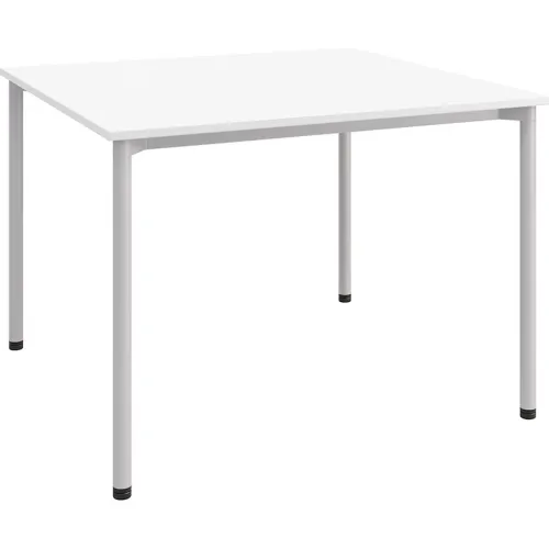 KFI Studios Dailey Training Table with Glides, HPL, 42"W x 42"L, Silver Frame, Designer White