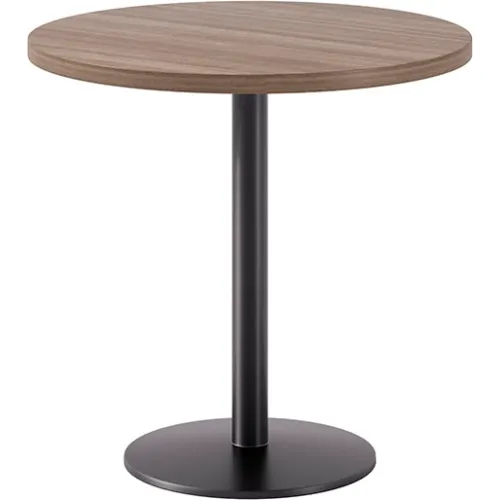 KFI Studios Proof 30" Round Pedestal Table, Black Base, Studio Teak Top