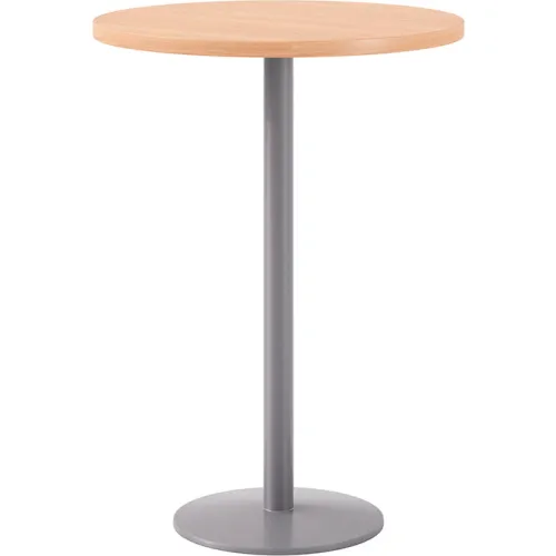 KFI Studios Proof 30" Round Pedestal Table, Bistro Height, Silver Base, Maple Top
