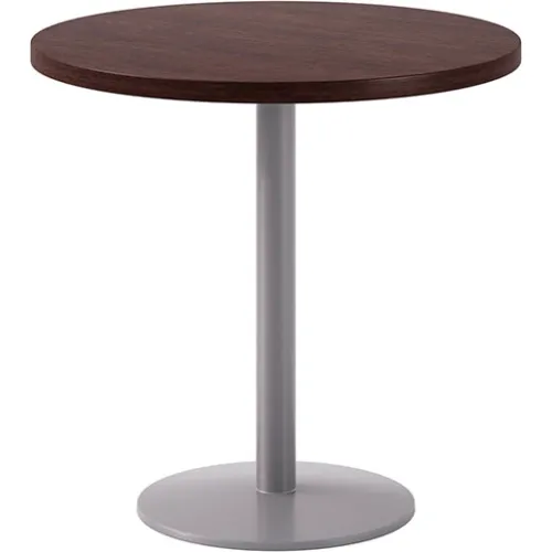 KFI Studios Proof 30" Round Pedestal Table, Silver Base, Espresso Top