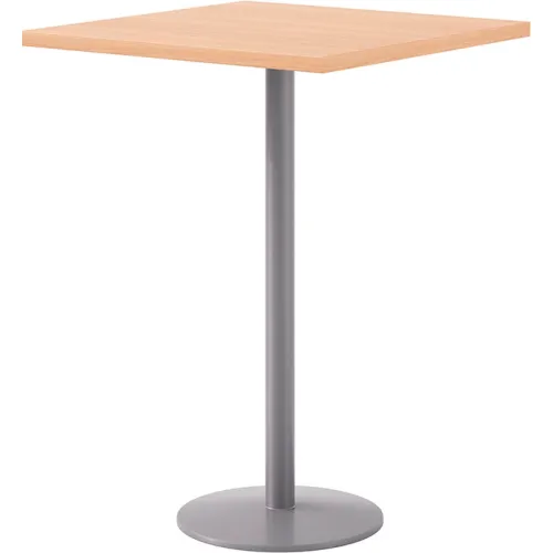 KFI Studios Proof 30" Square Pedestal Table, Bistro Height, Silver Base, Maple Top