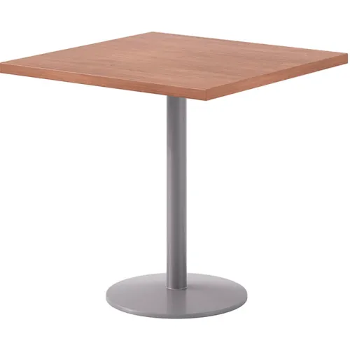 KFI Studios Proof 30" Square Pedestal Table, Silver Base, River Cherry Top