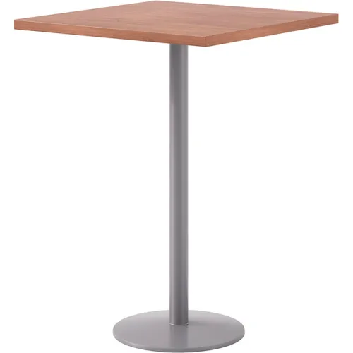 KFI Studios Proof 30" Square Pedestal Table, Bistro Height, Silver Base, River Cherry Top