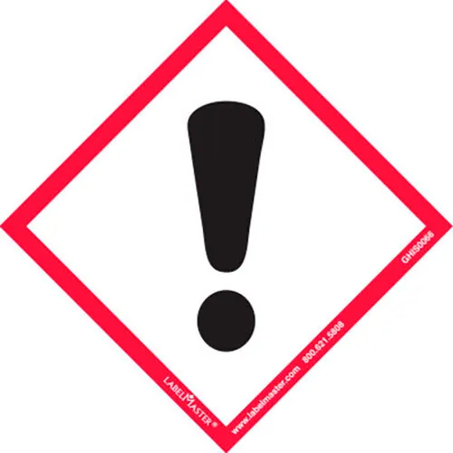 LabelMaster® GHS Label, Exclamation Mark, 4"W x 4"L, Paper, Roll of 100