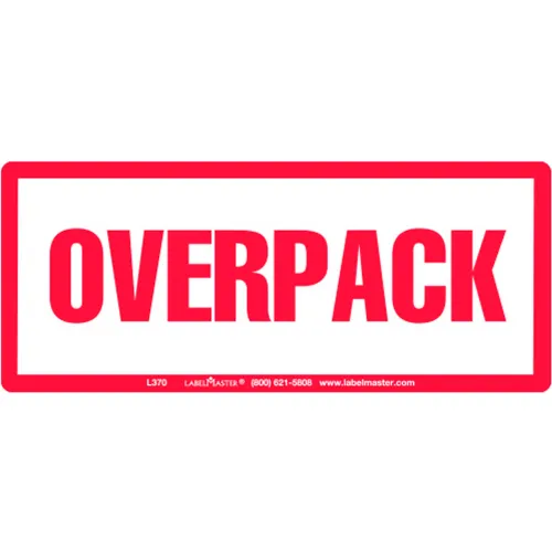 LabelMaster® Labels with "Overpack" Print, 6"L x 2-1/2"W, White/Red ...