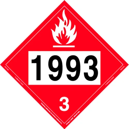 LabelMaster® Flammable Liquid Placard, UN 1993, 10-3/4"W x 10-3/4"H ...
