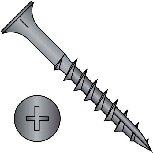 #8 x 3 Phillips Flat Head w/ Nibs Deep Thread Wood Screw w/ Type 17 ...