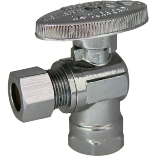 Kissler 1/4 Turn Angle Stop, Chrome Plated, 3/8" FIP x 3/8" OD Comp ...
