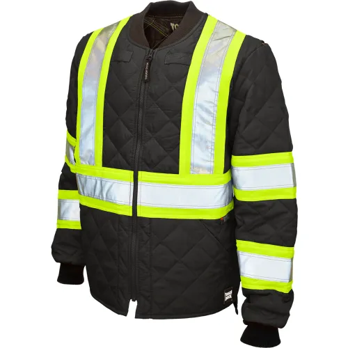 Tough Duck Men's Quilted Safety Freezer Jacket, 2XLT, Black
