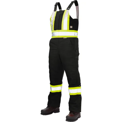 Tough Duck Insulated Safety Bib Overall, L, Black
